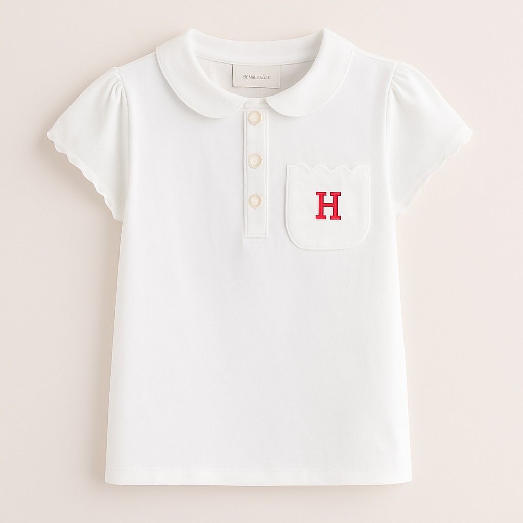 Youth Girls White "H" pocket polo – Hammond House